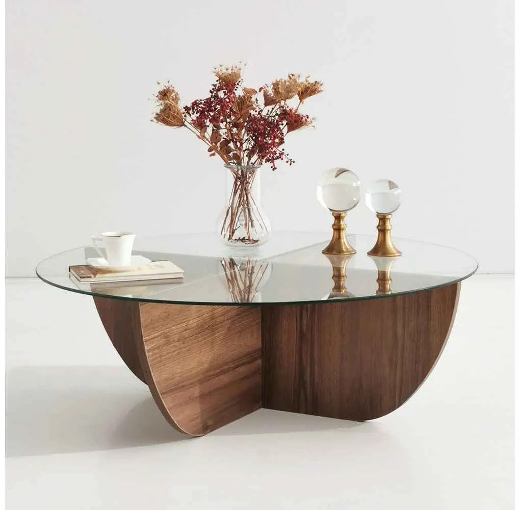Designový konferenční stolek Balesego 90 cm vzor ořech
