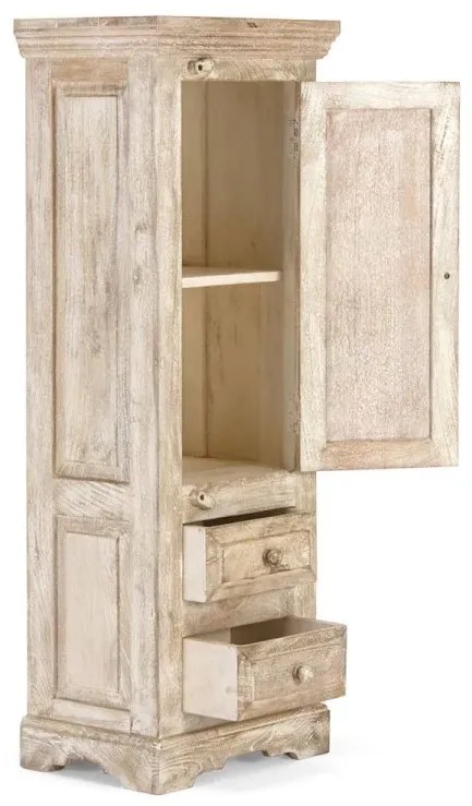 furniture-nabytek.cz - Masivní koupelnová vysoká komoda Patinor z mangového dřeva, lakovaná, přírodní – 48×33×130 cm
