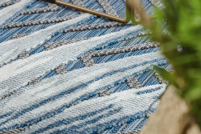 Dywany Łuszczów, Kusový koberec Botanic 65242 Feathers navy – na ven i na doma, 176x270, modrá, chodba / předsíň