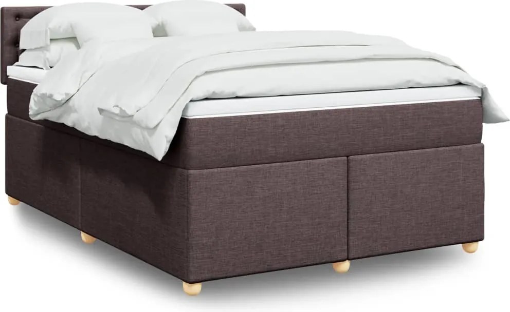 Box spring postel s matrací tmavě hnědá 160x200 cm textil 3289048