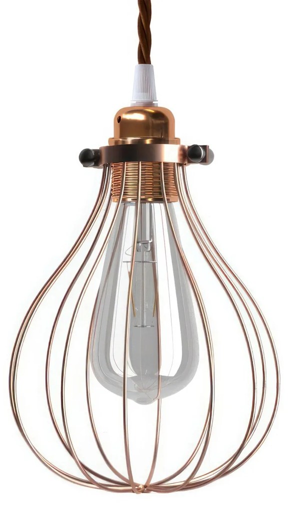 creative cables Závěsná lampa s textilním kabelem, stínidlovým rámem kapka a kovovými detaily Barva: Černá