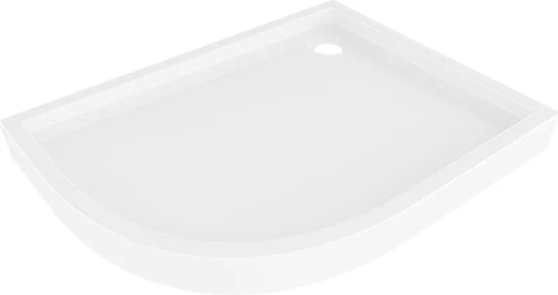 Mexen Flow+, čtvrtkruhová asymetrická sprchová vanička, pravá, 90 x 80 cm, bílá lesklá, 46Q108090RH