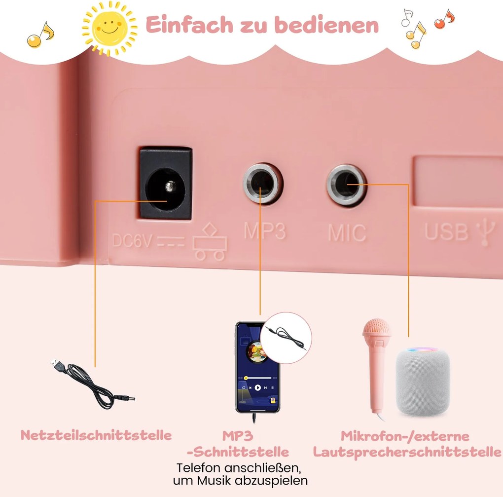 Costway Mini klávesnice s 25 klávesami a stojanem na noty a mikrofonem Dětské