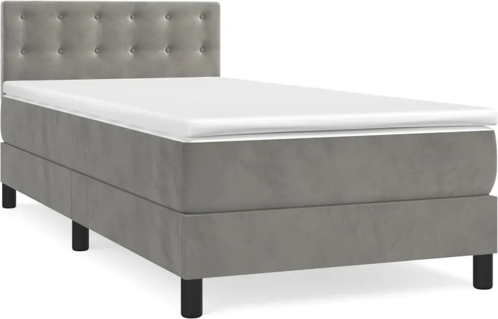 Box spring postel s matrací světle šedá 80 x 200 cm samet 3141509