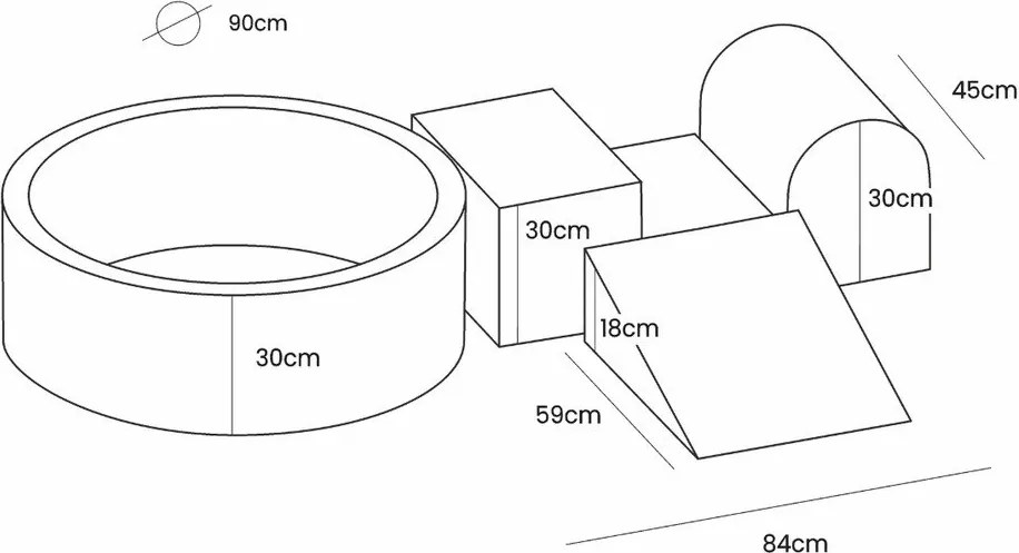 Tyrkysové manšestrové pěnové hřiště 3 ks výška 30 cm 225x90 cm – Meowbaby
