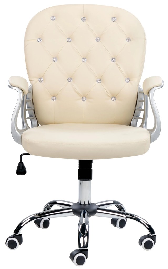 Otočná kancelářská židle z umělé kůže s křišťály béžová PRINCESS Beliani
