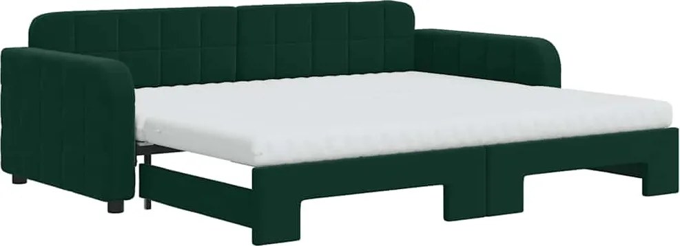 Válenda s přistýlkou a matracemi tmavě zelená 90 x 200 cm samet 3196955
