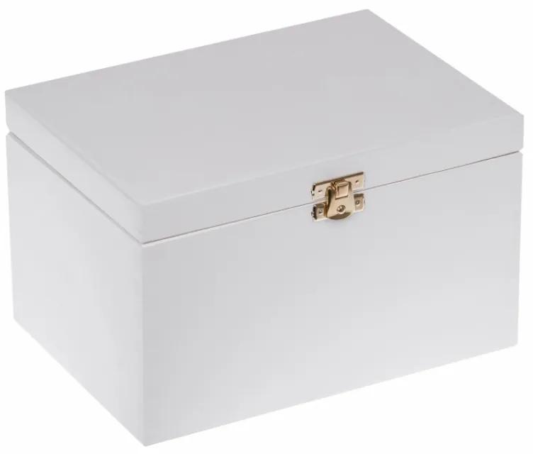 Dřevěná krabička se sponou - Bílá 22x16x14 cm
