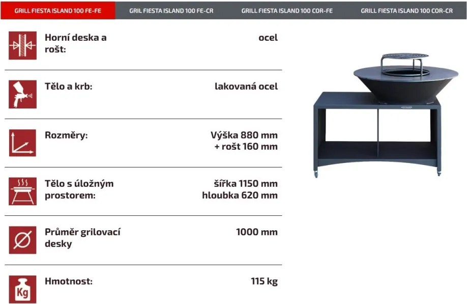 PRO-TERMO Grilovací ohniště FIESTA ISLAND FE-FE 75 - černá