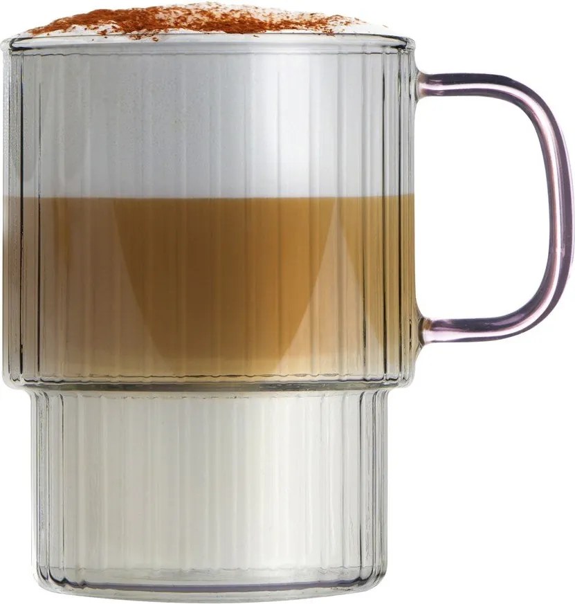 Růžové skleněné hrnky v sadě 2 ks na cappuccino 350 ml Livio – Vialli Design