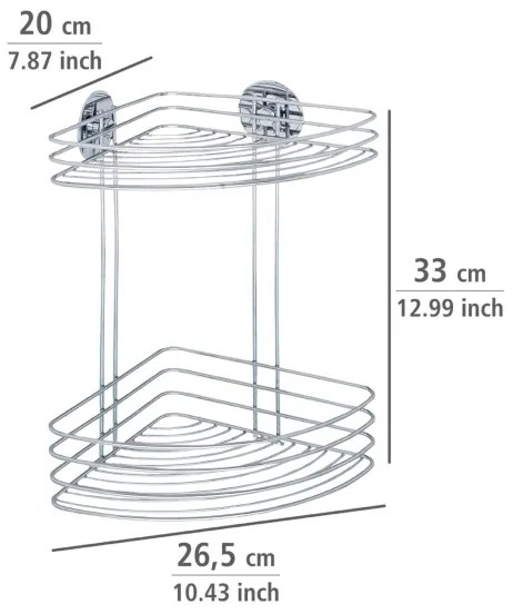 WENKO 18914100-Rohová police TURBO-LOC RUND STAHL 26,5x33 cm lesk. chrom