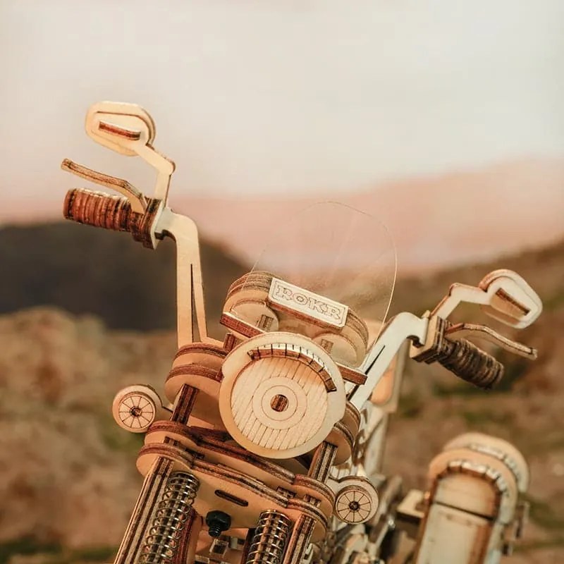 RoboTime 3D dřevěné mechanické puzzle Motorka (cruiser)
