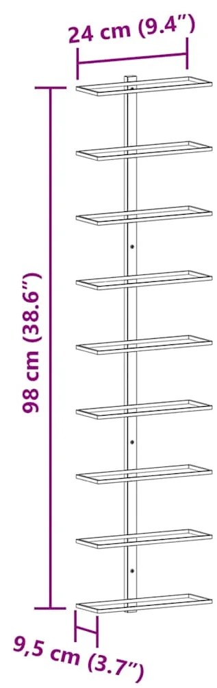 vidaXL Marketos Nástěnný stojan na víno na 18 lahví 2 ks černý železo