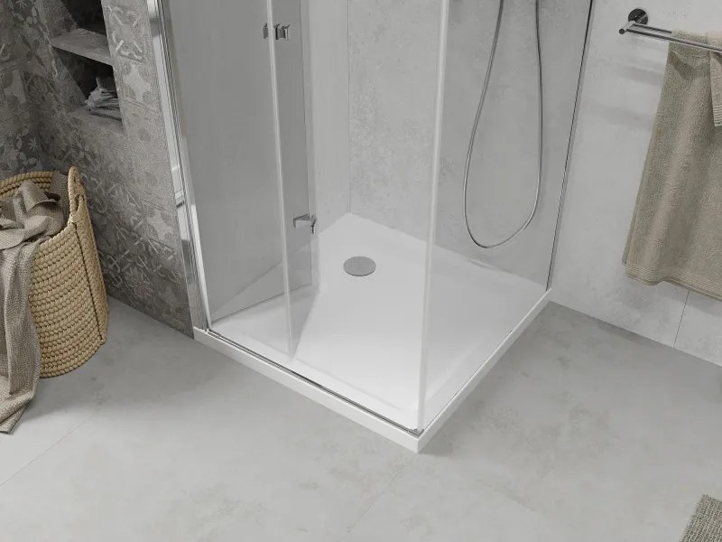 Mexen Lima sprchový kout 80x80cm, 6mm sklo, chromový profil - čiré sklo + Slim sprchová vanička - 856-080-080-00-00-4010