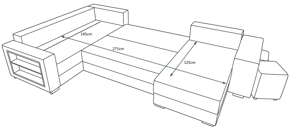 Prostorná sedačka s ekokůží KAMONA - černá / bílá