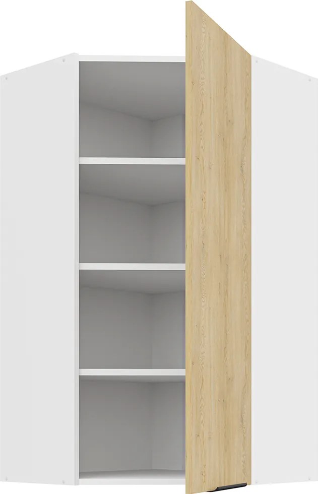 CREMONA bc | horní kuchyňská skříňka 60x60 GN-108 1F (45°) rohová s policemi | 60x60 cm | EXTRA VYSOKÁ | bílá/cremona