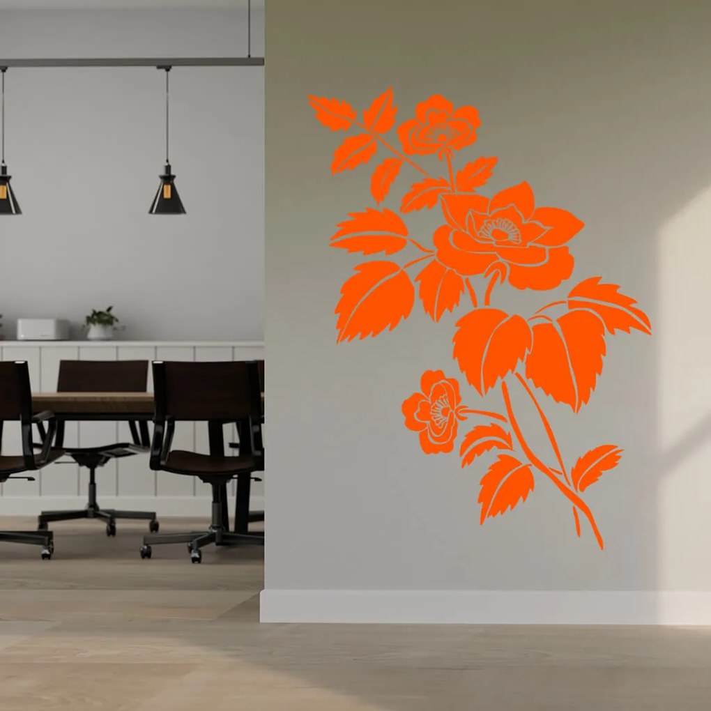 Živá Zeď Samolepka na zeď Květina Barva: oranžová, Velikost: 60 x 44 cm