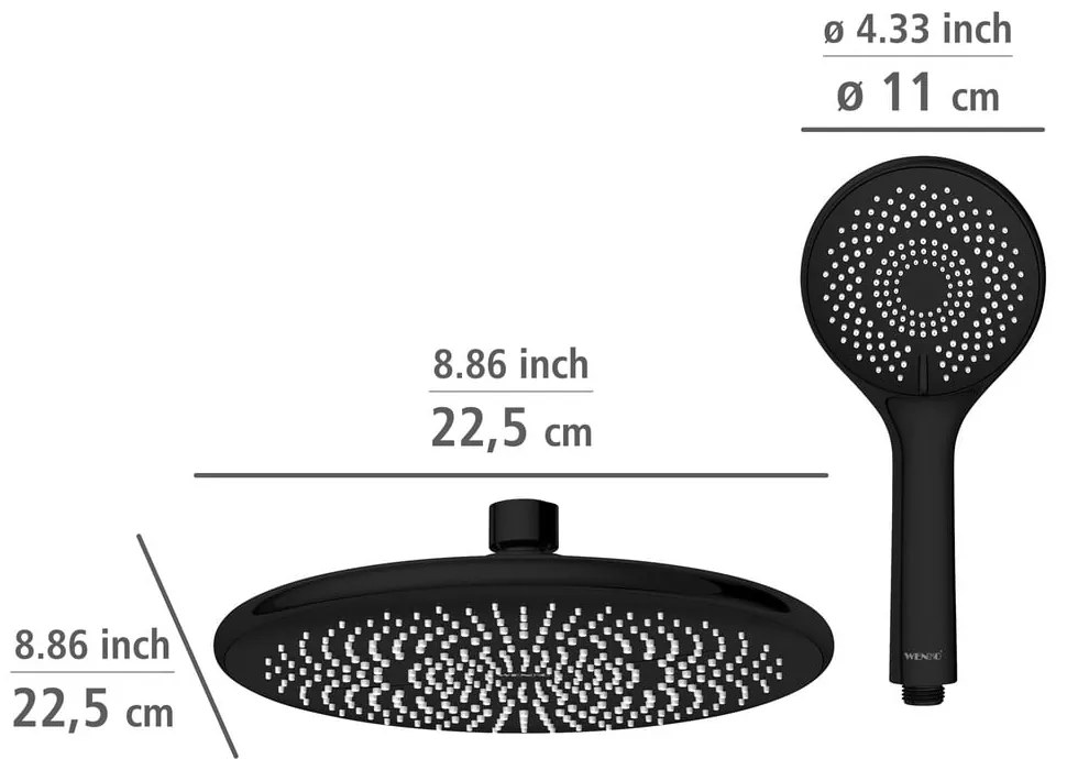 Černý sprchový set z nerezové oceli 120 cm Water Saving – Wenko