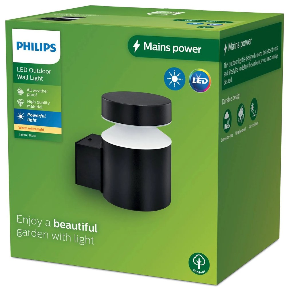 Venkovní nástěnné svítidlo Philips LED Laven, výška 13,5 cm