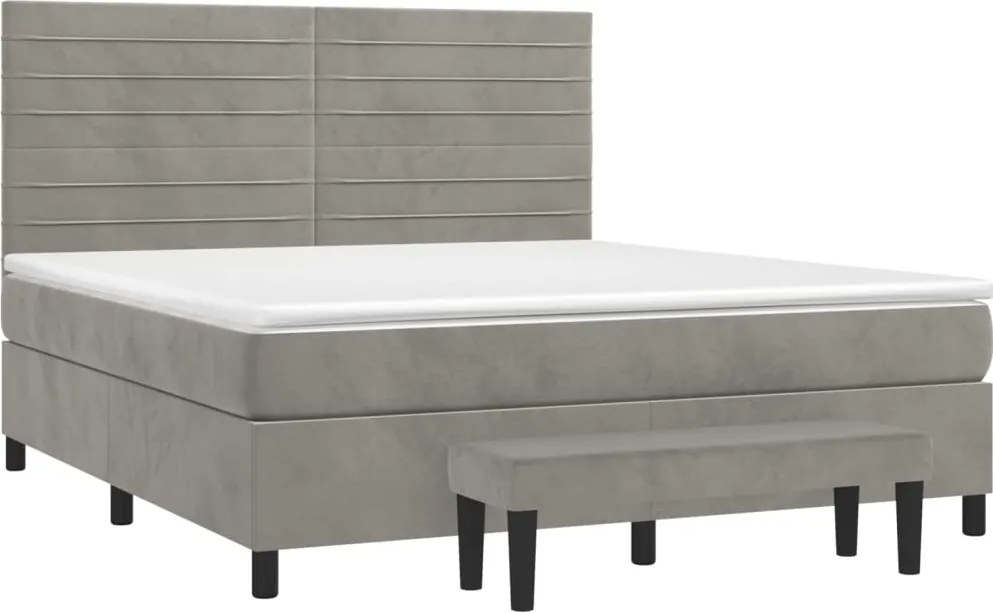 Box spring postel s matrací světle šedá 160x200 cm samet 3137911