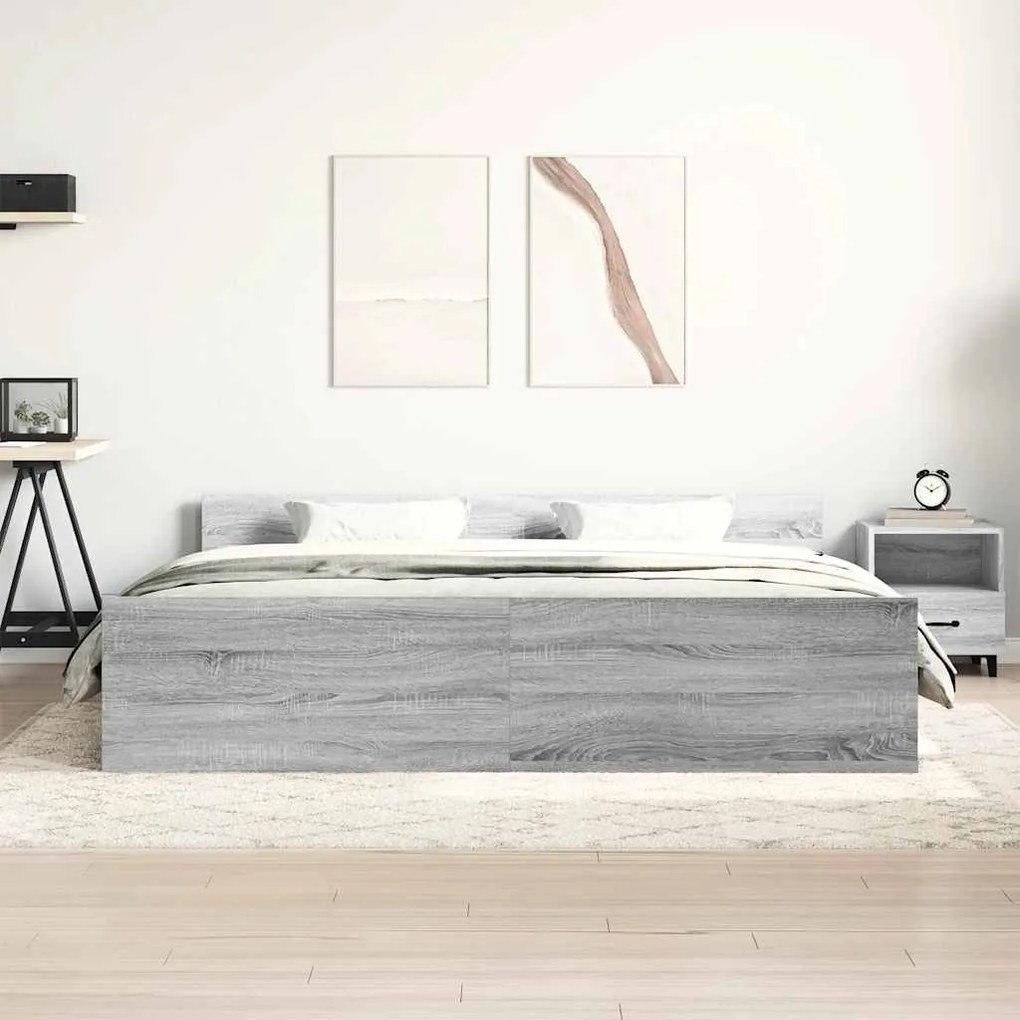 Rám postele s hlavovým a nožním čelem šedý sonoma 200 x 200 cm 3203738