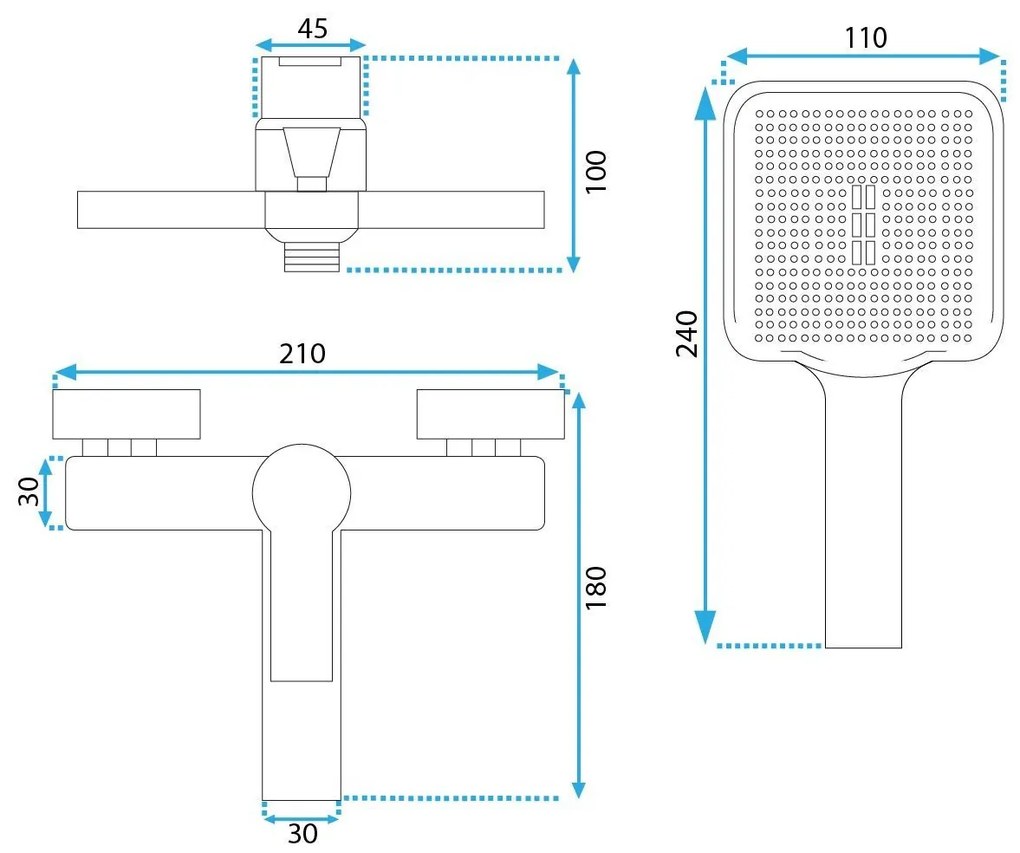 Nástěnná vanová baterie REA ARGUS, titan