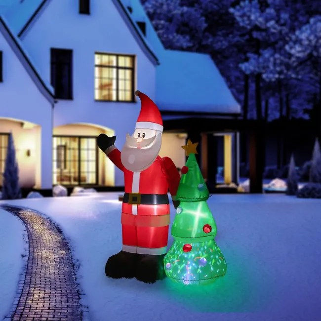 Nafukovací Santa Claus s vánočním stromečkem 210 cm