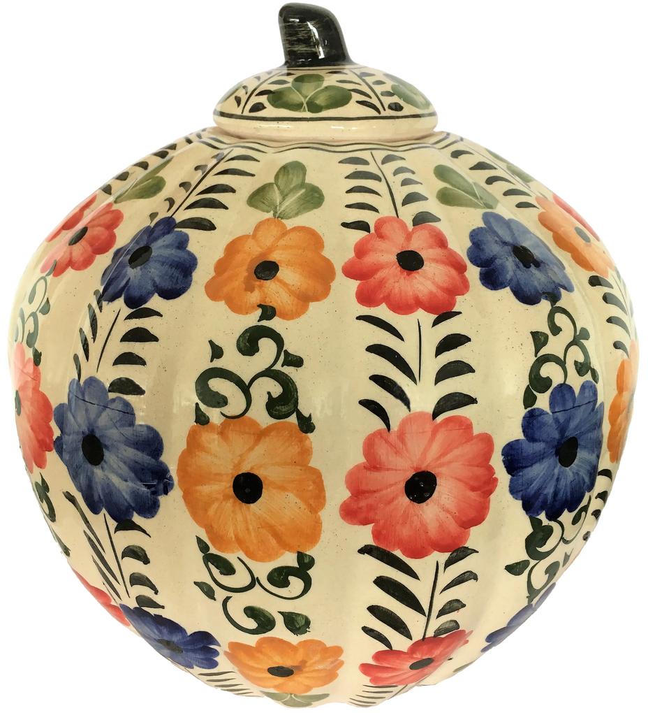 4U design s.r.o. Keramická ručně malovaná váza s víkem Barva:  oranžová/červená/modrá | BIANO
