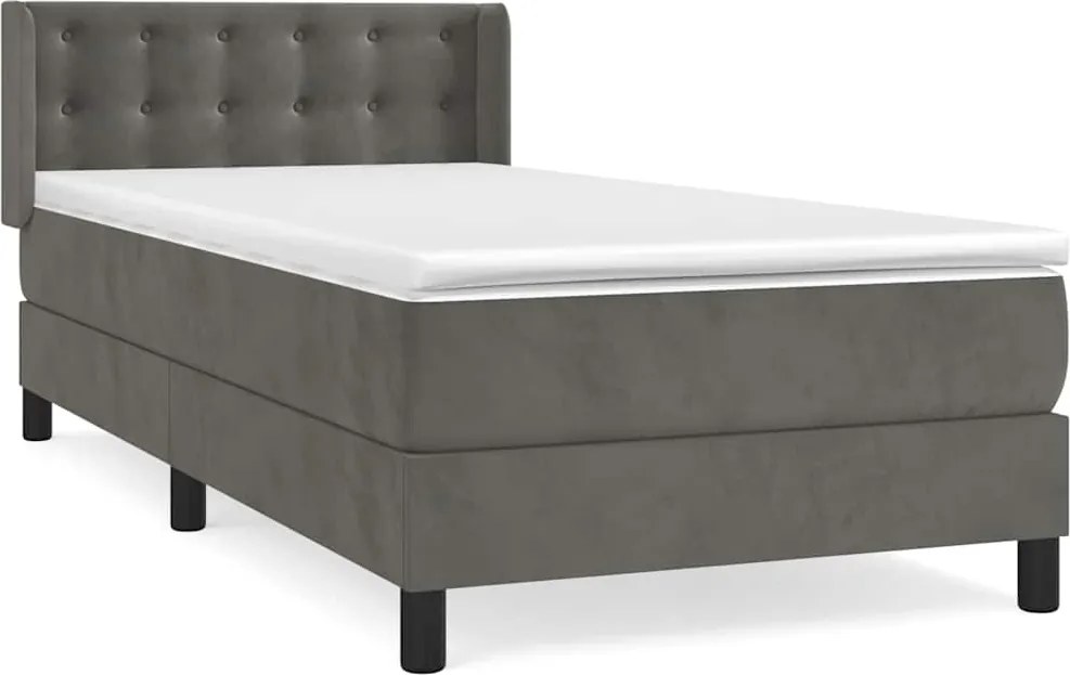 Box spring postel s matrací tmavě šedá 90x190 cm samet 3131172