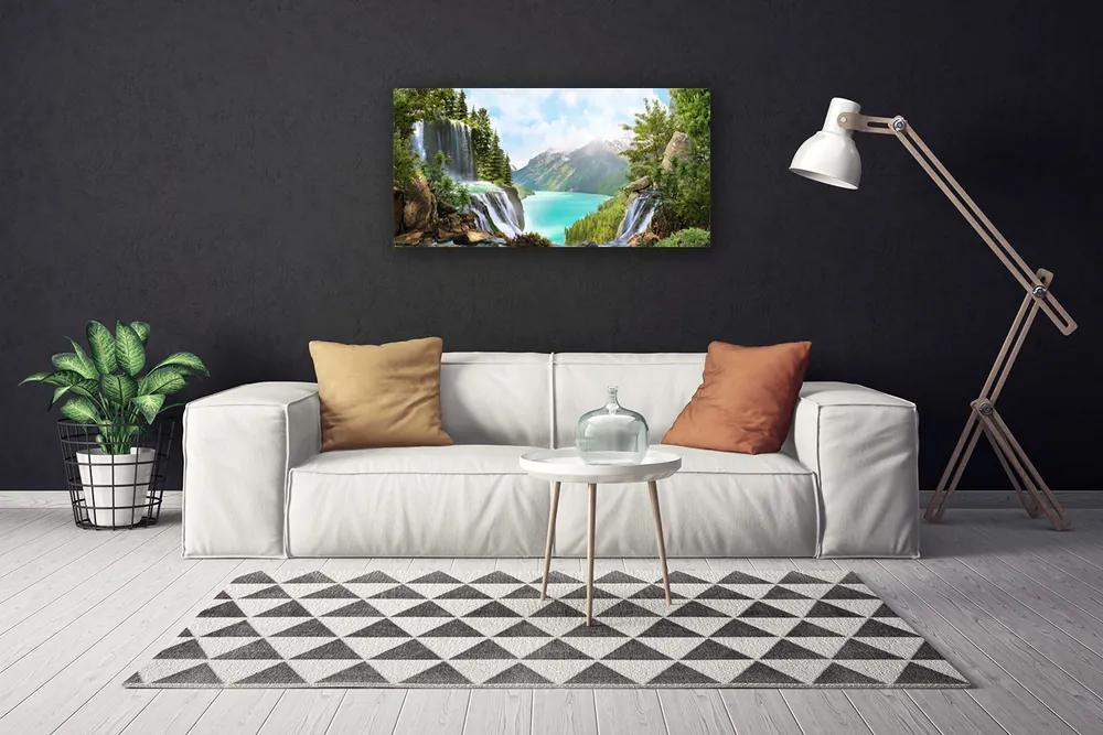 Obraz na plátně Záliv Vodopád Hory 125x50 cm