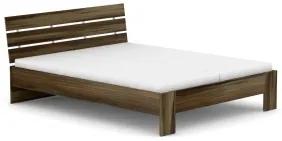 Manželská postel REA Nasťa 160x200cm - ořech, 1. pás čela 1100 - zelená, 2. pás čela v barvě postele, 3. pás čela v barvě postele