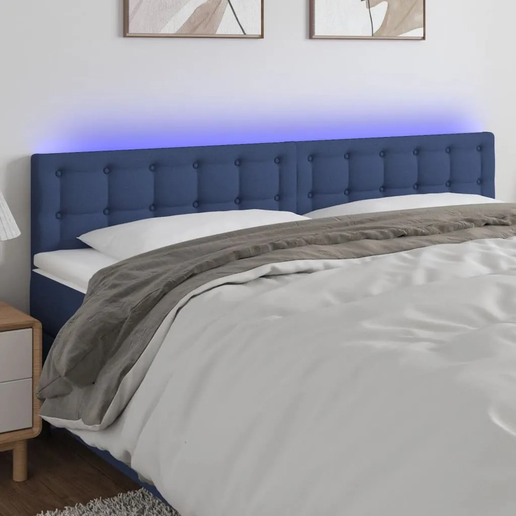 Čelo postele s LED modré 160x5x78/88 cm textil 3122058