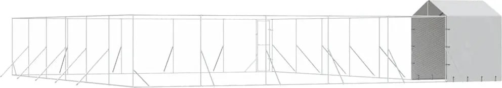 Venkovní psí kotec se střechou stříbrný 12 x 12 x 2,5 m ocel 3190482