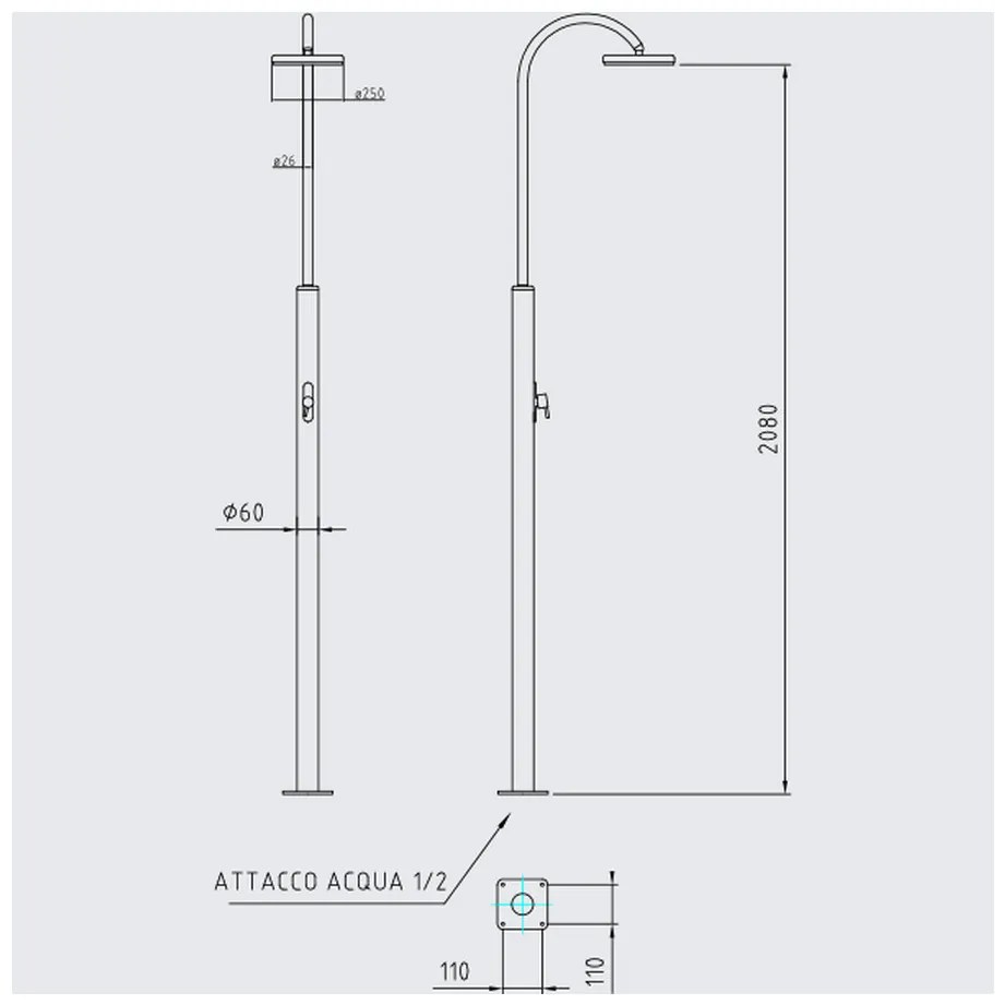 Sanicro Ipanema - Venkovní sprcha, nerezavějící ocel SC CL5000