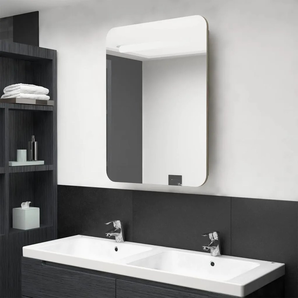 LED koupelnová skříňka se zrcadlem dub 60 x 11 x 80 cm 326507