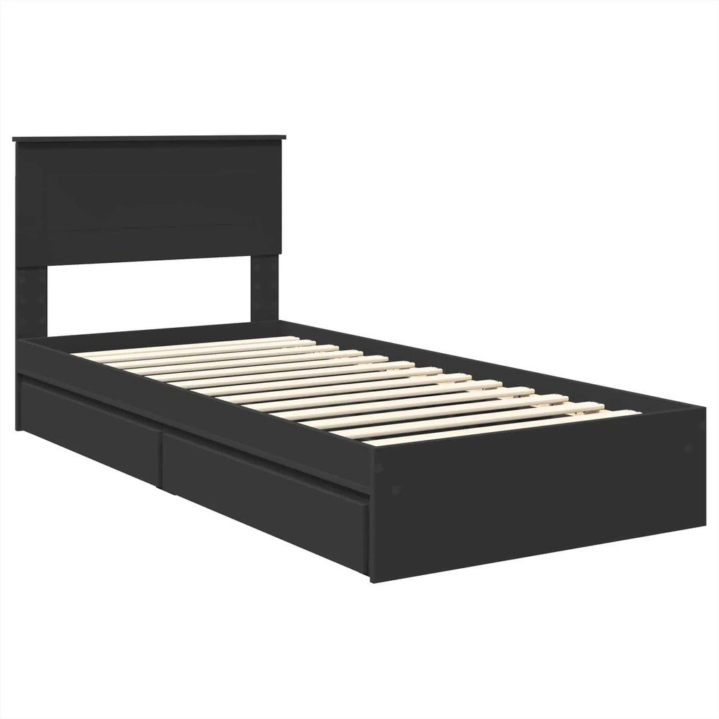 Postel s úložným prostorem Černá 90 x 190 cm Kompozitní dřevo 3408495