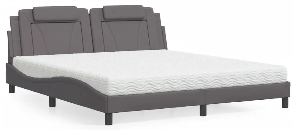 Postel Viana s matrací šedá 180 x 200 cm umělá kůže 3208813