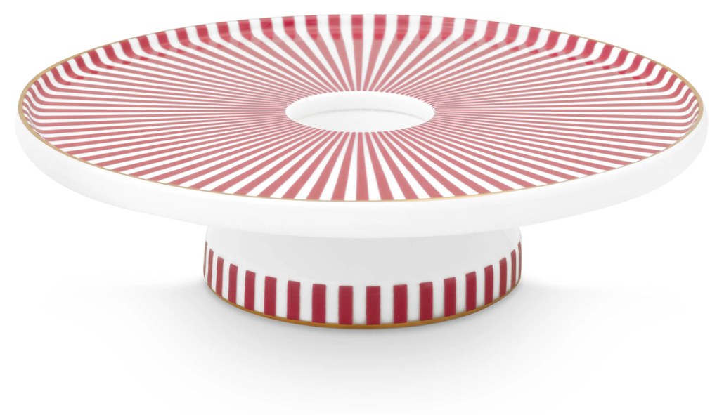 Pip Studio Royal Stripes svícen 14 cm, růžový (Porcelánový svícen)