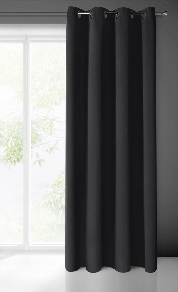 ZATEMŇOVACÍ ZÁVĚS NA KROUŽCÍCH BLACKOUT 135X250 CM ČERNÁ