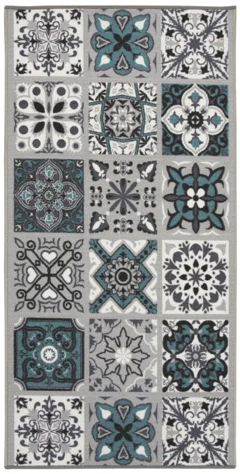 Protiskluzový koberec/ běhoun Patchwork tyrkysový