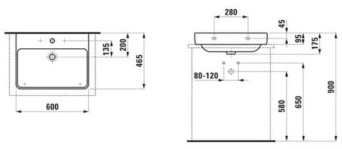 Laufen Pro S Umyvadlo broušené 60 x 46,5 cm s otvorem, bílá H8169630001561