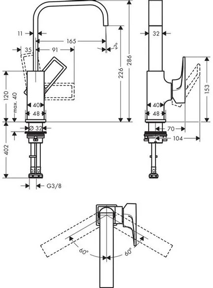 Hansgrohe Metropol Umyvadlová baterie s třmenovou pákou 74511000