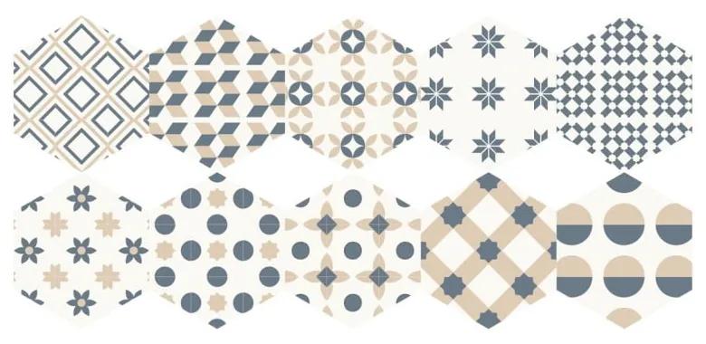 Sada 10 samolepek na podlahu Ambiance Hexagons Gotzone, 20 x 18 cm