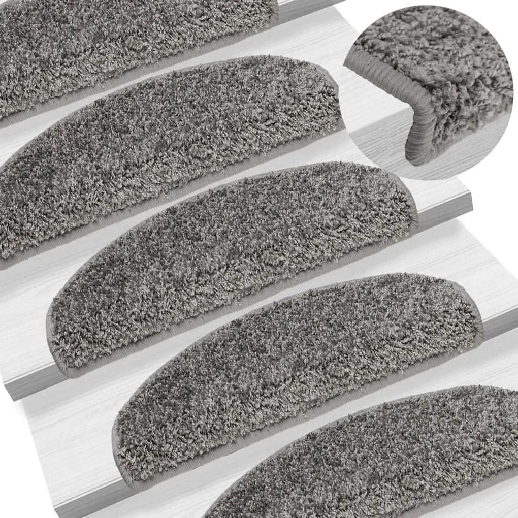 Schodové rohože 10 ks 65 x 21 x 4 cm šedé, půlkulaté, velké 149799