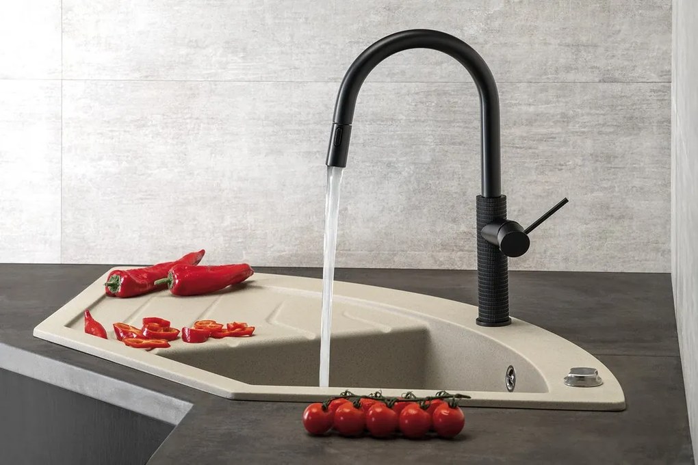 Sapho, FLAWO stojánková dřezová baterie, černá matná, FR576B
