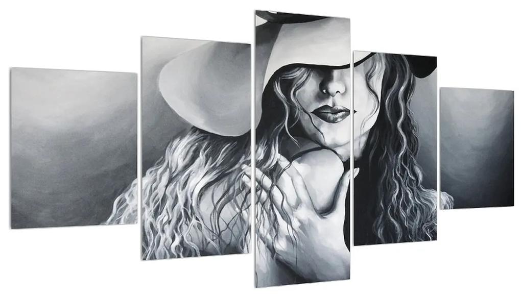 Obraz ženy v klobouku (150x80 cm)