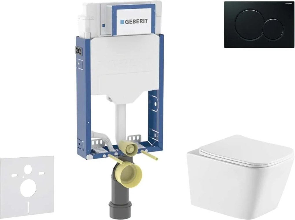 Geberit Kombifix - Set předstěnové instalace, klozetu Arkas I a sedátka softclose, tlačítko Sigma01, černá SANI15CA5165