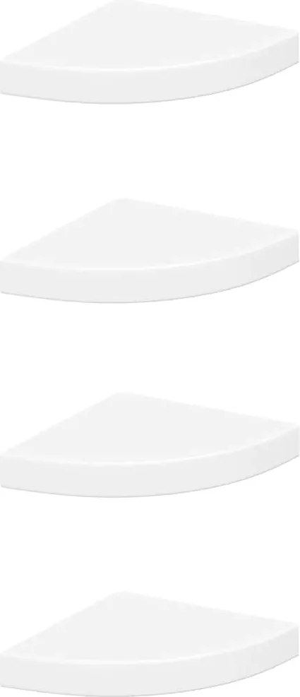 Plovoucí rohové police 4 ks bílé 25 x 25 x 3,8 cm MDF 323897