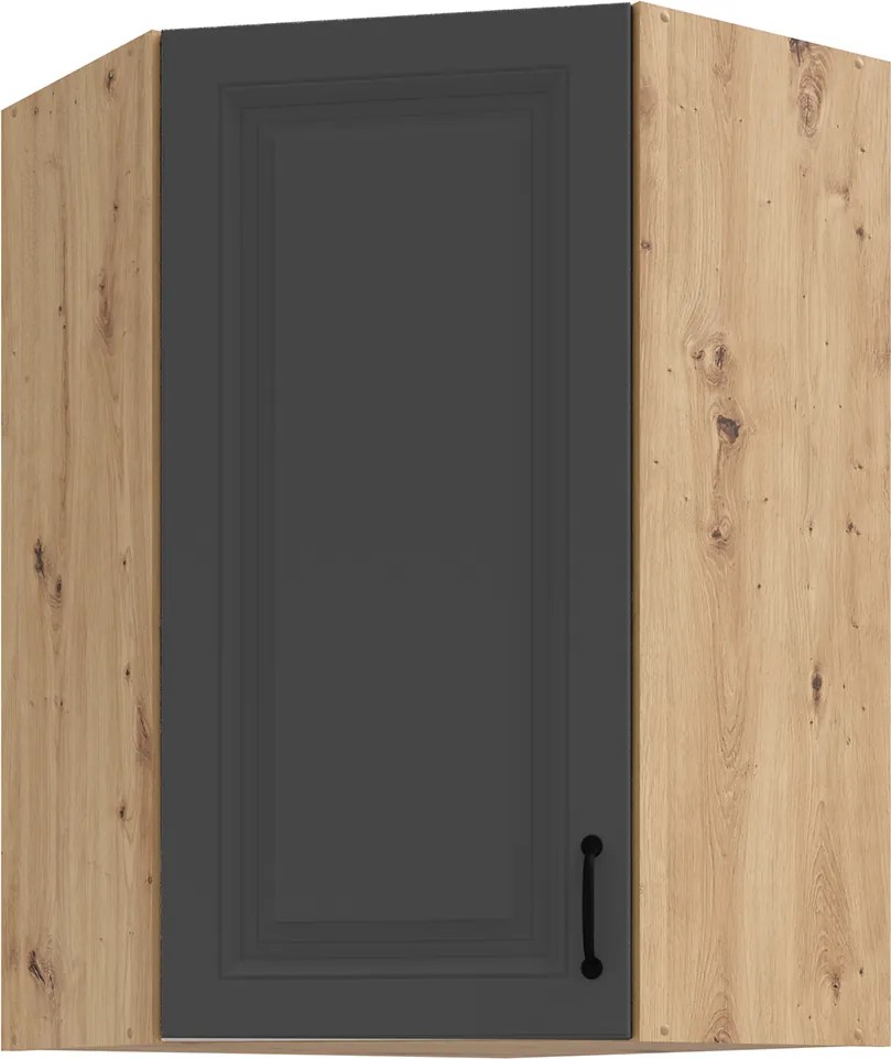 STILO gr | horní skříňka 60x60 GN-90 1F (45°) rohová s policemi | VYSOKÁ | UNI dvířka | artisan/grafit
