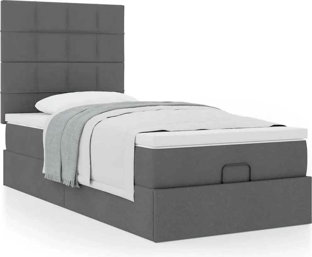 Osmanský rám postele s matrací tmavě šedá 100x200cm textil 3313134